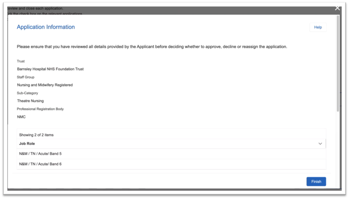I'm a Trust Approver. How do I approve, reject or reassign an application in NHSP:Online?